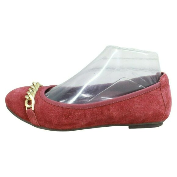 Vionic | Shoes | Vionic Pera Red Suede Slip On Gold Chain Casual Ballet ...